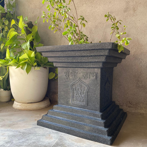 Fiber Tulsi Pot for Tulsi Mata Grey|15 inch large tulsi gamla/planter ...