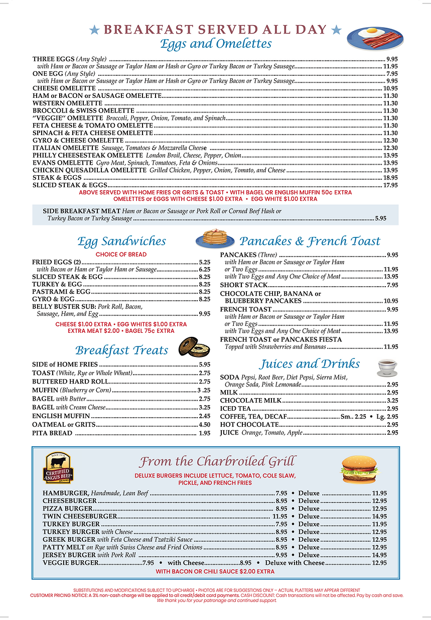 Menu | Evan's Restaurant