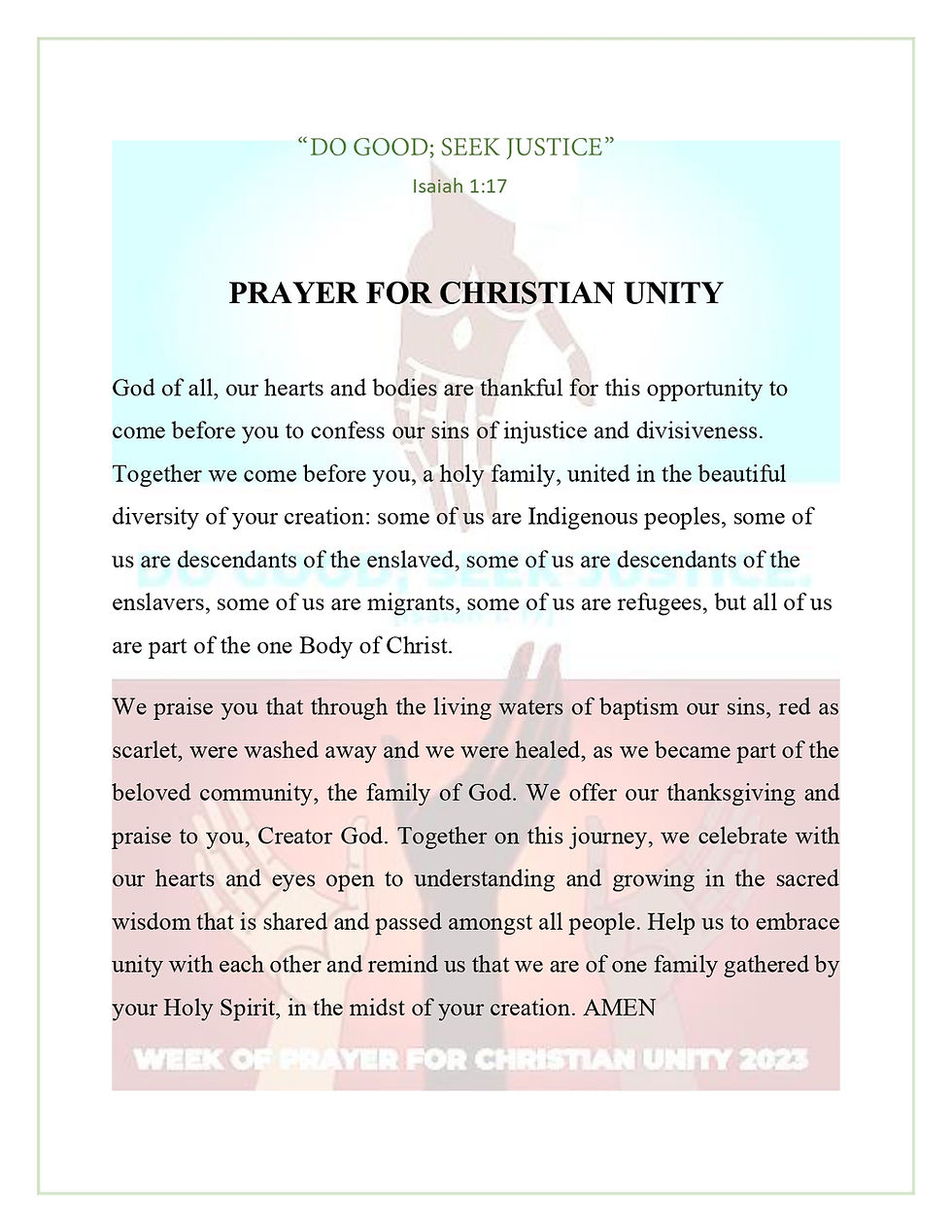 Week of Prayer for Christian Unity