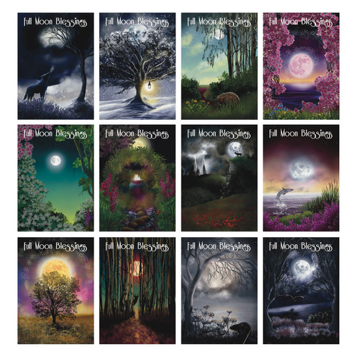Multipack of 12 Full Moon Cards - with silver foil greeting - by Naomi ...