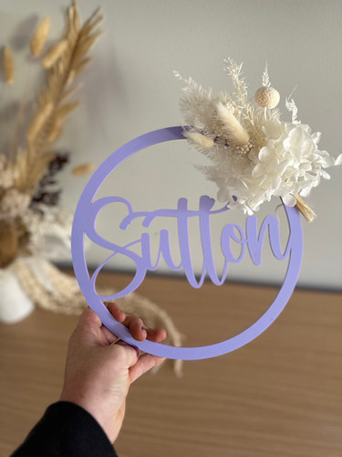 Hoop Name Sign with Floral Arrangement | Fine Cut Collections
