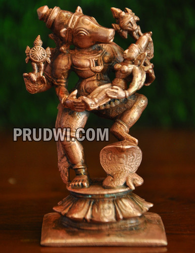 Bhoo varaha swamy copper idol 4 inch | Prudwi Arts & Crafts