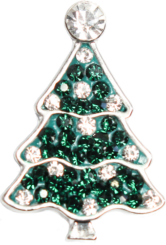 18mm Green Rhinestone Christmas Tree Snap Charm | tropicaltrinkets
