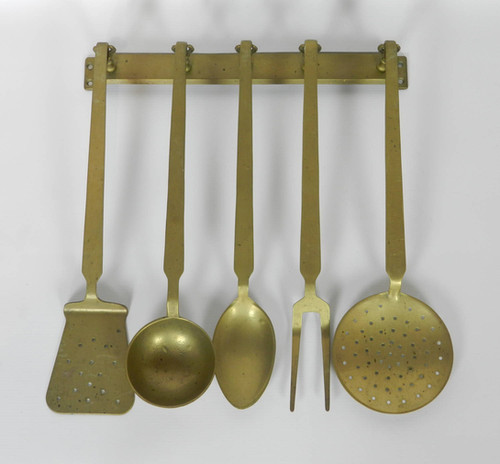 Set of Five Solid Brass Cooking Utensils | pyrontique