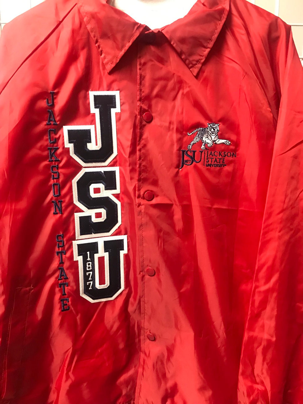 Nylon Jacket-Red(Jackson State University) | GreekStreet Apparel