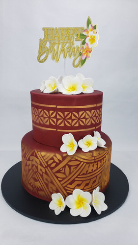 Burgundy Polynesian Pattern | SD Cakes