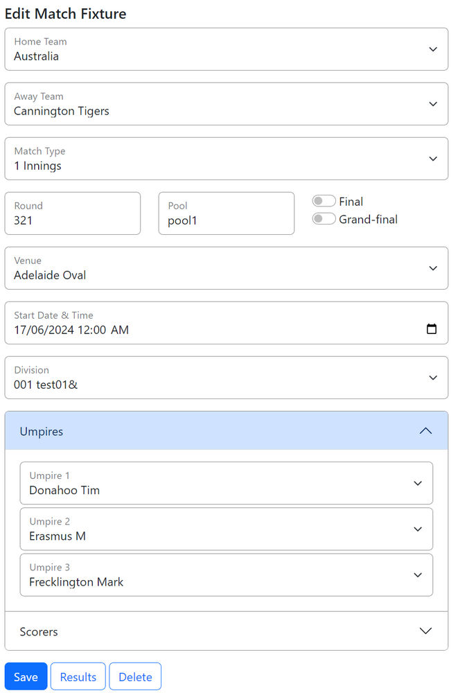 Match Fixture screen refresh | Cricket Statz