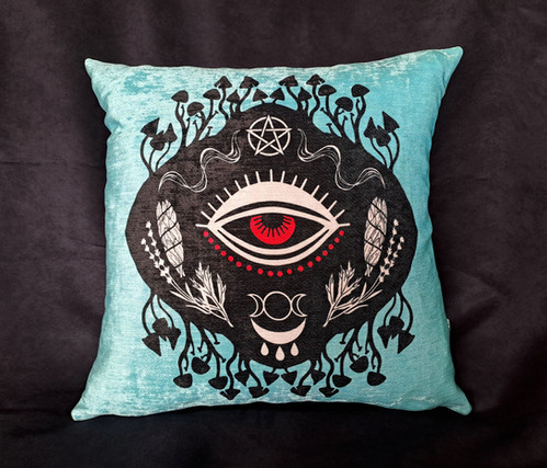 Velvet Cushion - The Witches Gaze - blue | joburgess
