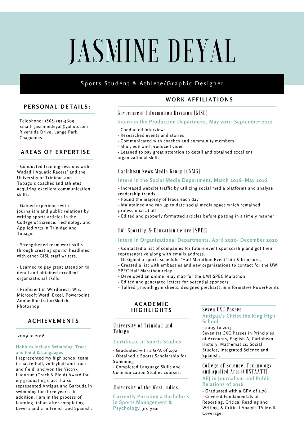 Resume | Jasmine Deyal Designs