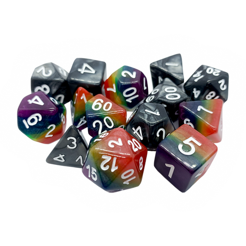 Opposing Weapons - Rainbow & Black Dice Bundle | DOTSrpg