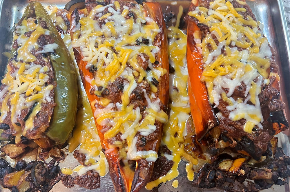 Black Bean & Sauteed Vegetable Stuffed Chilies