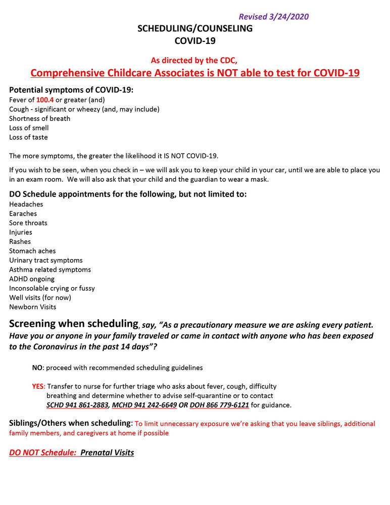 Updated Office Procedure for COVID-19