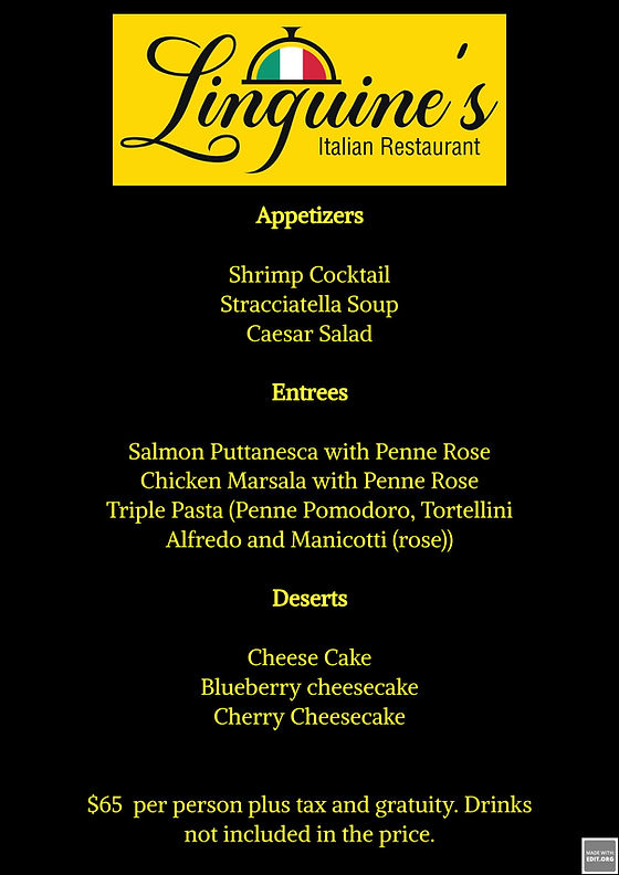 MENU Apps Mains Desert Wine Linquour | Linguine's Italian Restaurant