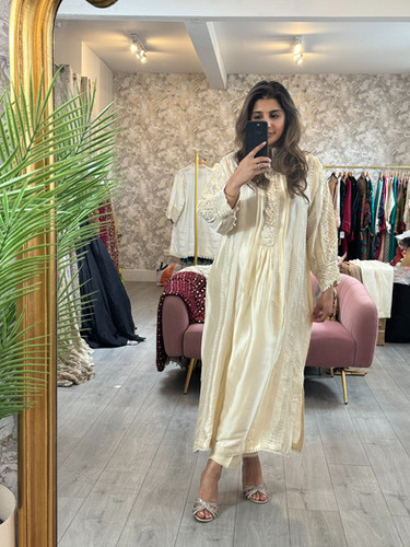 Ivory Lace Kaftan and Pants | Khans of London