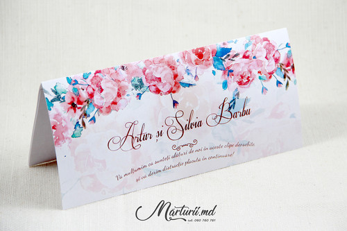 Plic pentru bani la nunta sau cumetrie cu flori roz | Marturii.md