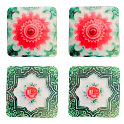 Peranakan Tiles #6b, Set of 4 Coasters | ArzooArtsCollective