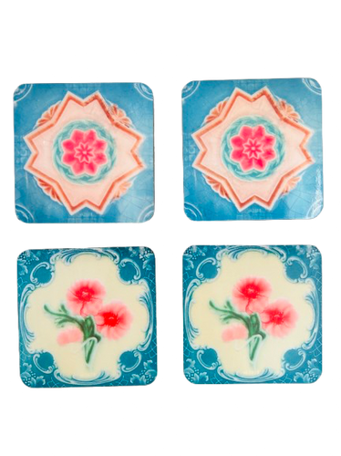 Peranakan Tiles #4b, Set of 4 Coasters | ArzooArtsCollective