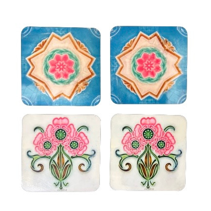 Peranakan Tiles #4b, Set of 4 Coasters | ArzooArtsCollective