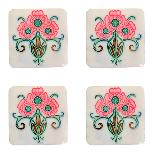 Peranakan Tiles #5a, Set of 4 Coasters | ArzooArtsCollective