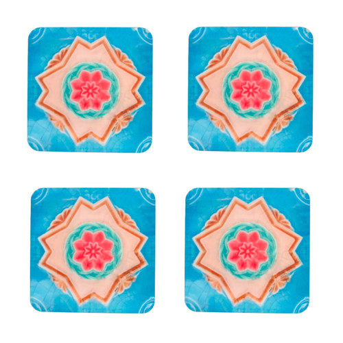 Peranakan Tiles #10a, Set of 4 Coasters | ArzooArtsCollective
