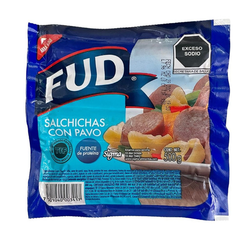 SALCHICHA CON PAVO FUD 500gr | DAC Cancún