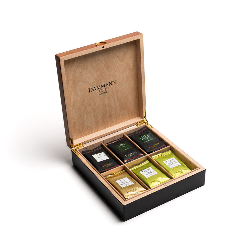 "BIENVENUE" GIFT SET - WOOD CHEST GATHERING 42 SACHETS OF 4 TEAS AND 2 ...