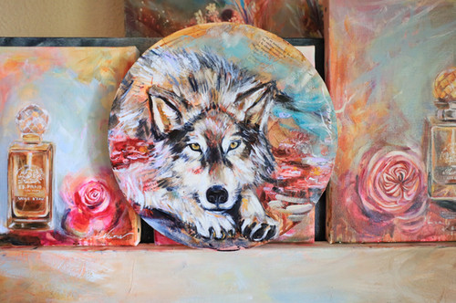 Naima Namaste Fine Art Soul | Original Oil Painting | Wolf Rose | Naima ...