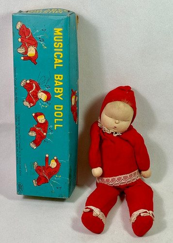 Vintage 1959 Shackman Red Musical Sleepy Baby Doll | Dollyology