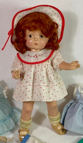 1930s Effanbee 11" Patsy Kin / Patsy Jr Original Red Polka Dot Dress ...