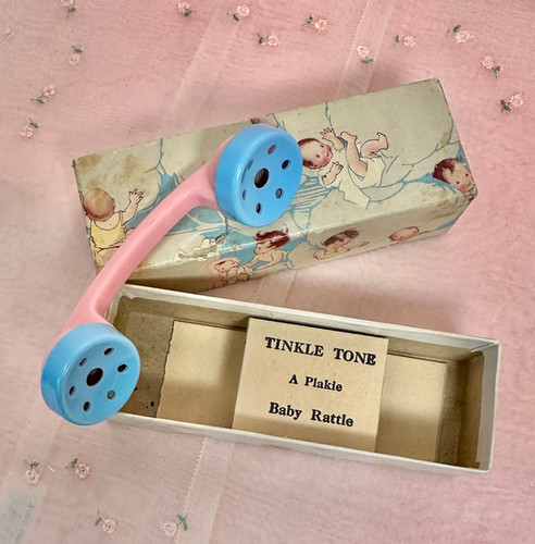 Vintage 1950s Plakie Musical Telephone Baby Rattle | Dollyology