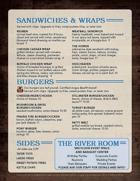 Menu | Brian's Stillwater
