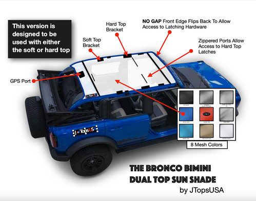 Ford Bronco Bimini Mesh Top | FITS SOFT and HARD TOP EQUIPPED BRONCO ...