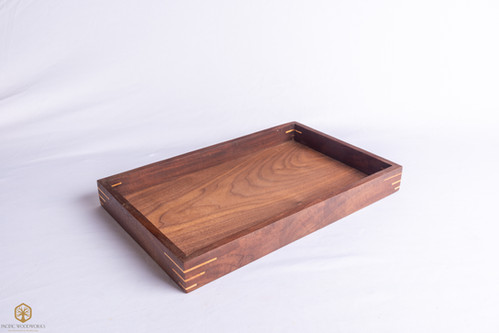 Rectangular Black Walnut Serving Tray With Olivewood Corner Splines ...