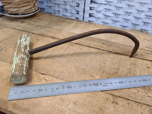 Vintage Large Hay Bale Sack Pull Hook Wooden Handle Farmhouse Hand Tool ...