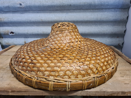 Vintage Asian Chinese Coolie Conical Straw Bamboo Rice Hat Oriental ...