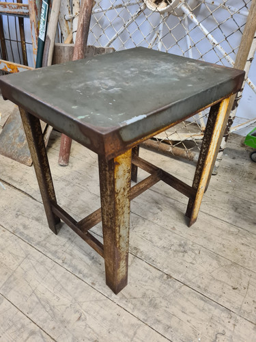 vintage handmade small metal table bench industrial | the western second h