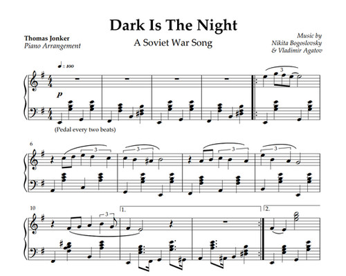 Dark Is The Night (Тёмная ночь) - Piano Sheet Music | Thomas Jonker Music