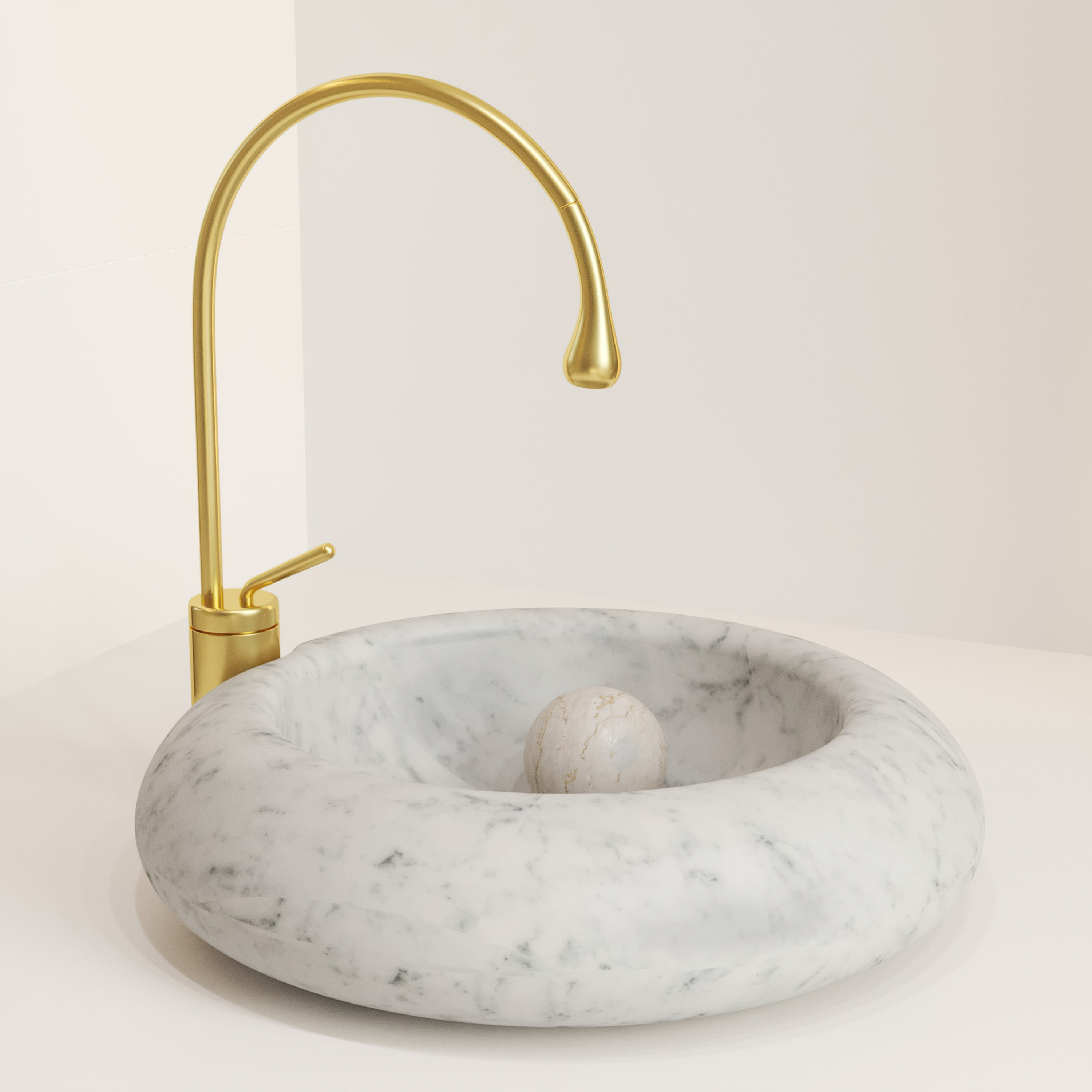 Roll Ball - Countertop Washbasin | Serafini - Marble Design Made in Italy