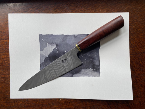Twist pattern carbon steel chefs knife | Dan Watson Knives