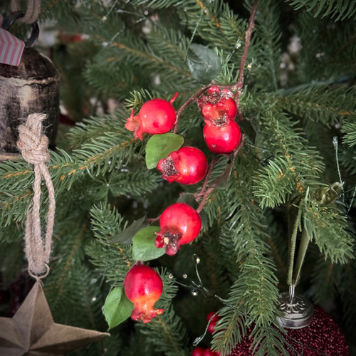 LARGE RED ROSEHIP SPRIGS CHRISTMAS TREE DECORATION (Set of 12 ...