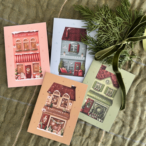 'THE CHRISTMAS VILLAGE' GIFT CARDS by STUDIO SUE (Set of 4) | Curated ...
