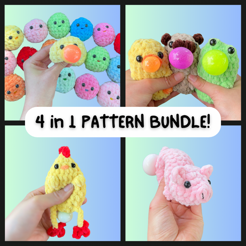 4 in 1 Pattern Bundle- Stress Blobs and Stress Pets variety | Joella Crafts