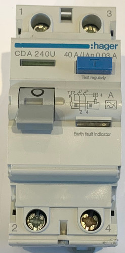 Hager CDA240U RCCB 2P 40A 30mA Class A | ICAP