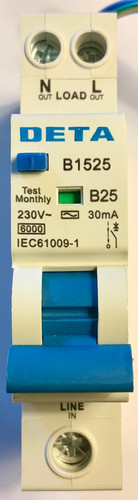 DETA B25 RCBO 25A 30mA AC Type B B1525 6kA | ICAP