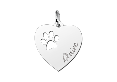 Corazón Personalizado con figura de animalitos y nombre de plata.925 ...