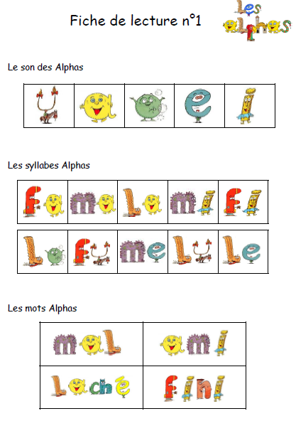 Fiches de lecture ALPHAS