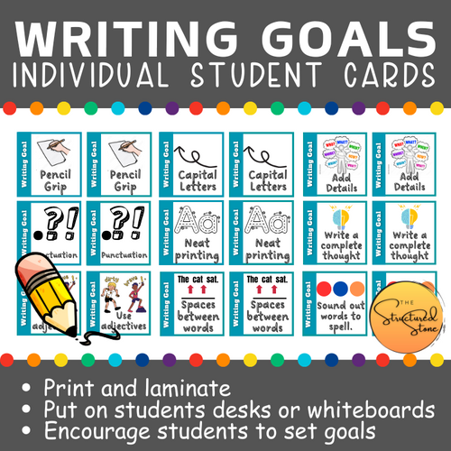 Student Writing Goals Printable: Classroom Tool for Setting individual ...