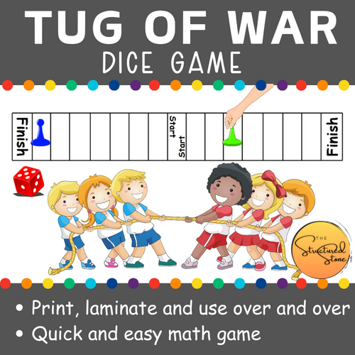 FREE Tug of war dice game. Math games. PDF | The Structured Stone