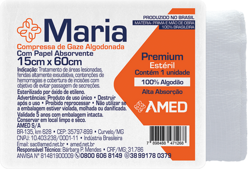 MARIA - Compressa de gaze algodonada | AMED S/A