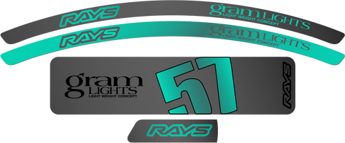 Gram Lights 57DR/57CR Spoke Sticker | Black Chrome/Teal (4 PCS ...